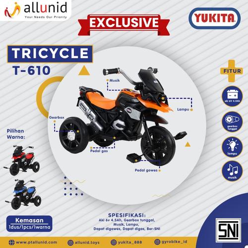 Jual Mainan Motoran Sepeda Anak Roda Tiga DUA FUNGSI Aki Gowes Yukita T ...