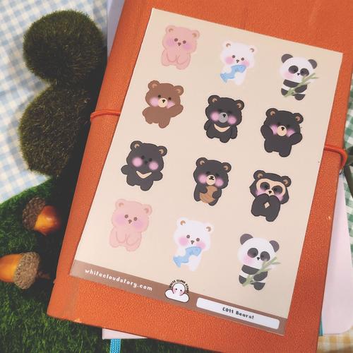 Jual Bears Vynil Sticker Sheet Beruang Lucu Stiker Deco Korean ...
