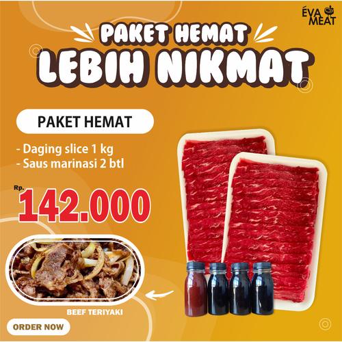 Jual Paket beef slice 1 kg + 2 bumbu / paket hemat BBQ / Paket daging ...