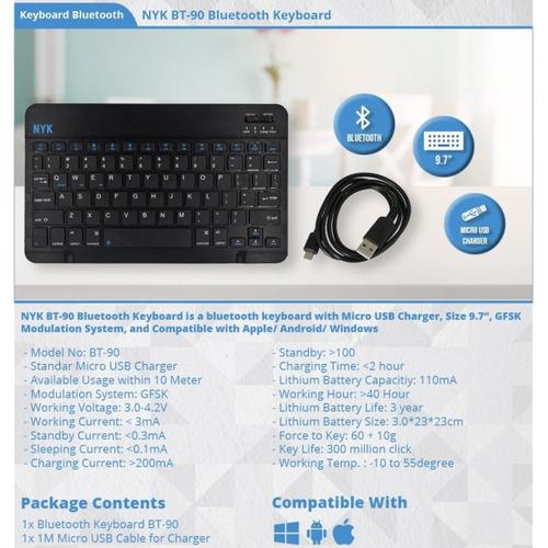 Jual Keyboard multimedia nyk bluetooth wireless membrane tkl bt-90 bt90 ...