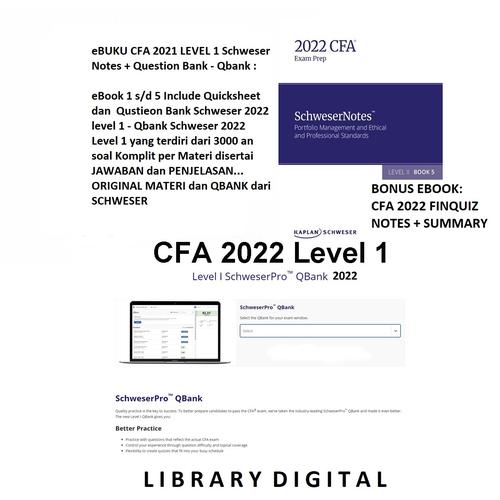 Jual 2022 CFA Schweser Notes Level 1 + Quicksheet + QBank Level I ebuku ...