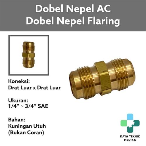 Jual Dobel Nepel AC Kuningan 5/8" x 5/8" - Brass Double Nipple Flaring - Nepel Saja - Jakarta ...