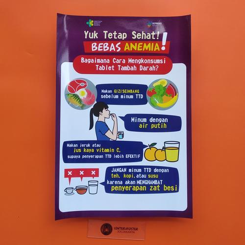 Jual Poster Anemia Remaja : Tetap Sehat Bebas Anemia, Cara Minum TTD ...