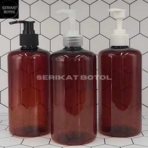 Jual BOTOL COKLAT AMBER 500ML TUTUP PUMP / 500ML AMBER / BOTOL POMPA ...