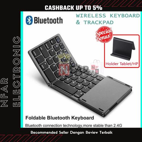 Jual Foldable Keyboard Wireless Lipat Touch pad Keyboard Lipat With ...