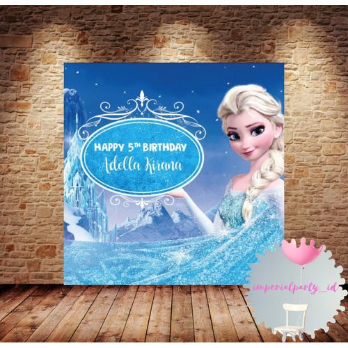 Jual Custom Backdrop Banner Spanduk Happy Birthday Frozen Elsa 2 - 2x2 ...