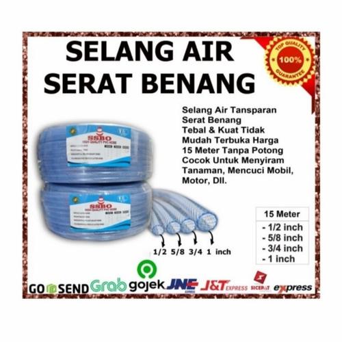 Jual SELANG AIR SERAT BENANG TRANSPARAN BENING/meter UK 1/2 - 5/8 - 3/4 ...