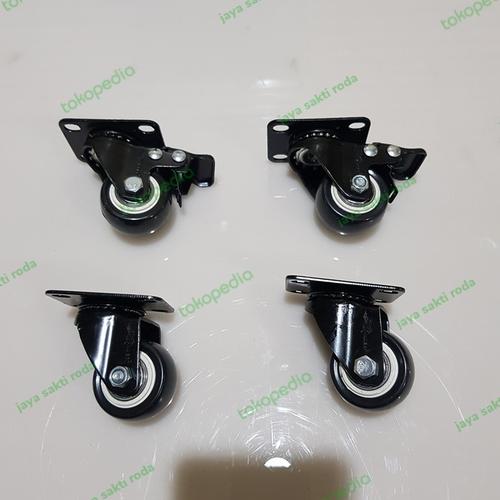 Jual Roda lemari / Rak Pu Black 1,5 inch ( 2muter+rem 2muter) - Jakarta ...