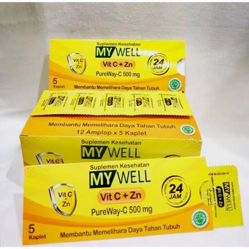 Jual Mywell mywel my well vitamin C zn pureway C 500 zink 1 box isi 60 ...
