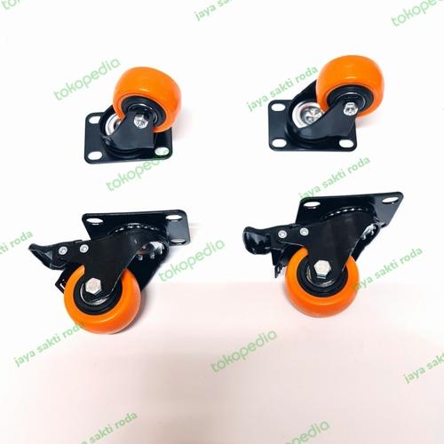 Jual Roda lemari/rak pu 1,5 inch taiwan 2putar+rem 2putar (harga isi 4 ...