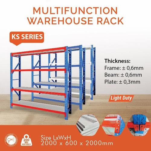 Jual RAK GUDANG WAREHOUSE RACK (LIGHT DUTY) 4 TINGKAT Kapasitas 200KG ...