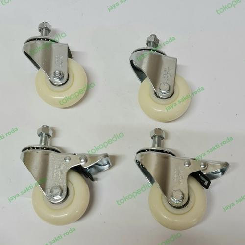 Jual Roda nilon srew 3 inch taiwan rem/polos beban 400 kg (harga 4 roda ...