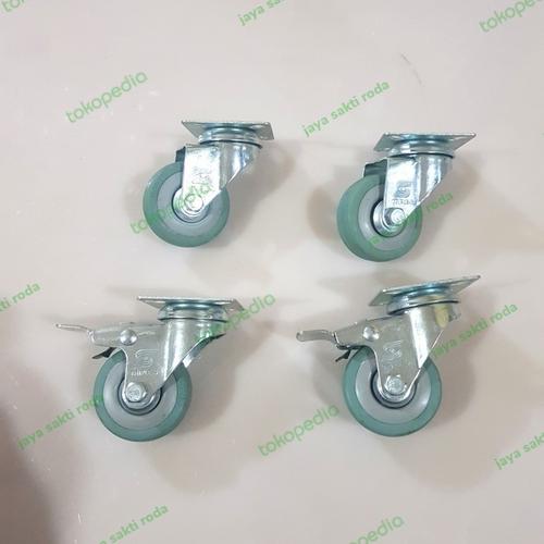 Jual Roda Rak / Lemari karet abu abu 2 inch ( 2muter+rem 2muter ...