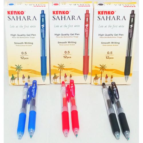 Jual Kenko Gel Pen Pena Jel SAHARA Warna / Hitam [ PCS ] - Hitam - Biru ...