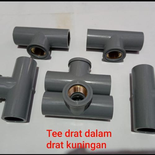 Jual Tee sok drat dalam PVC drat Kuningan ukuran 1/2inch - Jakarta ...