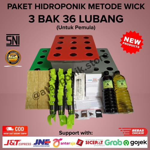 Jual paket hidroponik pemula lengkap metode wick 3 bak 36 lubang - Kota ...