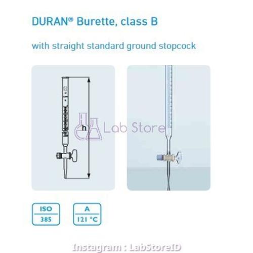 Jual Duran Burette Class B with glass stopcock Buret kran kaca 25 ml ...