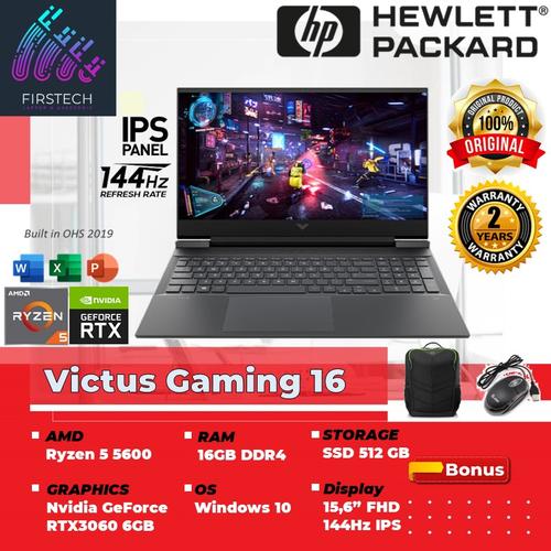 Jual HP VICTUS GAMING 16 E0088AX RYZEN 5 5600 16GB 512SSD RTX3060 6GB ...