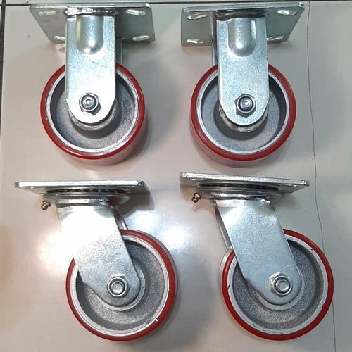 Jual roda heavy duty polyurethane 4inch 1set/4pcs(2 hidup 2 mati ...