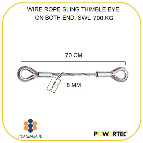 Jual WIRE ROPE SLING THIMBLE EYE ON BOTH END 8 MM X 70 CM X 700 KG ...