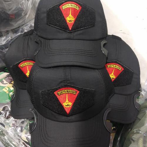 Jual Topi Hitam kain jaring motif Cowak logo Bordil Segitiga Korps ...