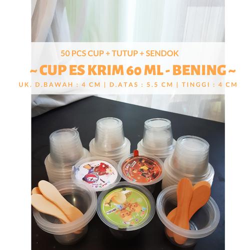 Jual cup es krim dan tutup dan sendok 60ML CUP ES KRIM DAN TUTUPNYA CUP ...