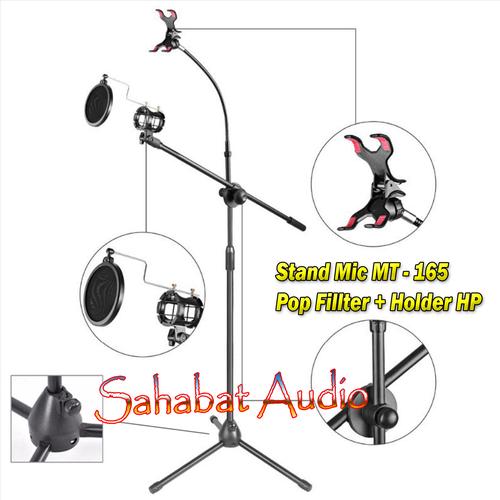 Jual Stand Mic MT 165 Tripod Microphone Stand Mic Lantai Jepit HP ...