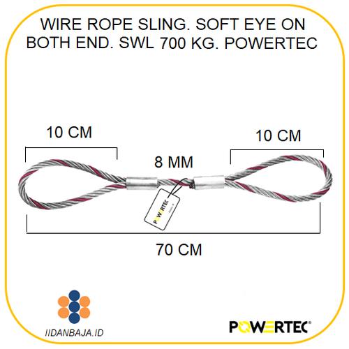 Jual WIRE ROPE SLING SOFT EYE ON BOTH END 8 MM X 70 CM X 700 KG ...