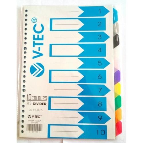 Jual V tec divider pembatas file angka abjad 26 holes B5 A4 A5 10 ...