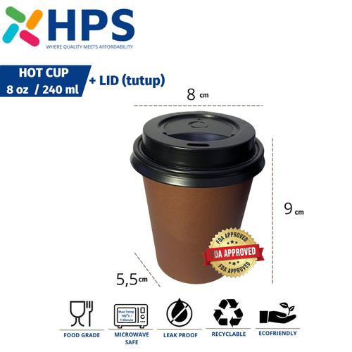 Jual Paper Hot Cup 8 Oz 240ml Gelas Kopi Kertas Polos Coffee Tahan