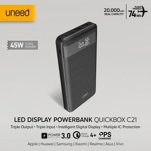 Promo UNEED 20000mAh Powerbank Support Laptop 45W QC 4.0 PD 3.0 PPS ...