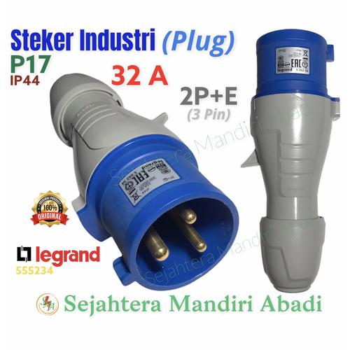 Jual Straight Plug P17 Legrand 32A 2P+E (3 Pin) 555234 Steker Industri ...