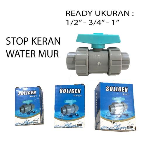 Jual Ball Valve Water mur Pvc SOLIGEN Varian 1/2" - 3/4" - 1" CN002 - 1 ...