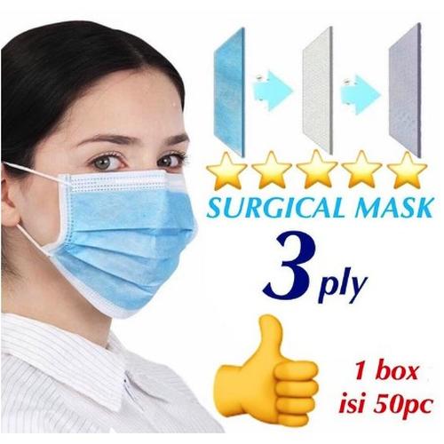 Jual MASKER WARNA BIRU 3PLY EARLOOP 1Box Isi 50pcs - Biru Muda ...