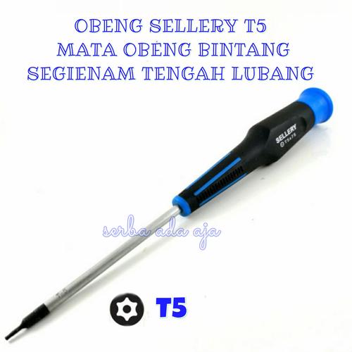 Jual OBENG T5 SELLERY BINTANG 6 / OBENG SEGIENAM LUBANG TENGAH / OBENG ...