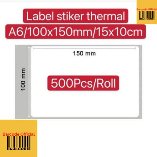 Jual 100 x 150 Thermal Label Direct Barcode 100x150 isi 500 pcs Resi A6 ...