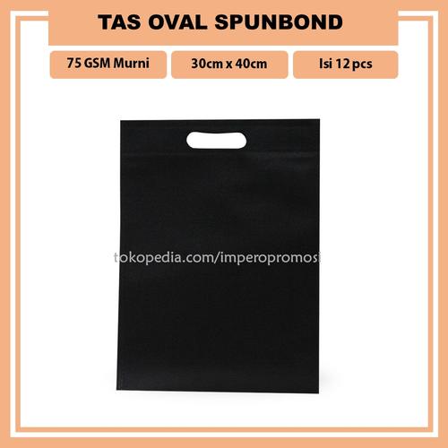 Jual Goodie Bag Spunbond Oval 30x40 Hitam Satuan / Tas Spunbond Polos ...