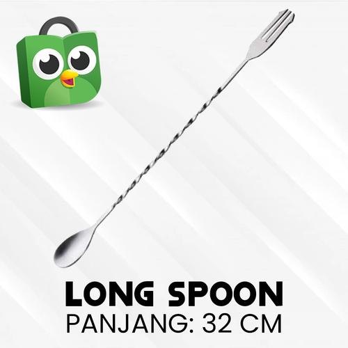 Jual Long Bar Spoon 32cm Fork Spoon Sendok Pengaduk panjang Stenlies ...