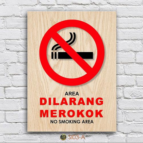 Jual Sign Board Interior - Papan Kayu Signage DILARANG MEROKOK #1-Size ...