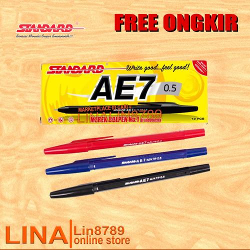 Jual PEN STANDARD AE7 | PULPEN STANDARD AE7 | PEN HITAM BIRU MERAH ...