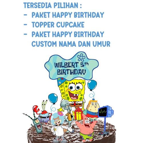 Jual TOPPER CAKE SPONGEBOB / SPONGEBOB / TOPPER MURAH - PAKET HBD ...