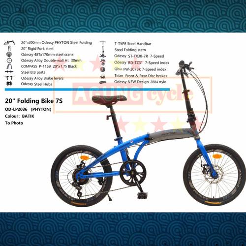 Jual SEPEDA LIPAT / FOLDING BIKE ODESSY LP 20" 2036 PHYTON 7 SPEED ...