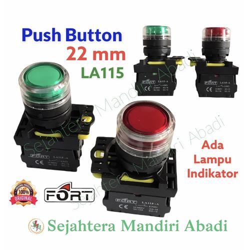 Jual Push Button Switch 22mm Fort Nyala Lampu Indikator LA115 Hijau ...