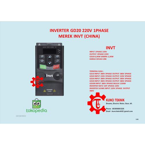 Jual Inverter INVT GD20 1.5Kw 1500WATT China In 220v 1phase Out 220v ...