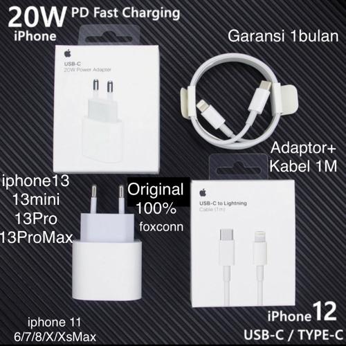 Jual Charger iPho*e 20W USB-C/TYPE-C Fast charging 11/12 Original ...