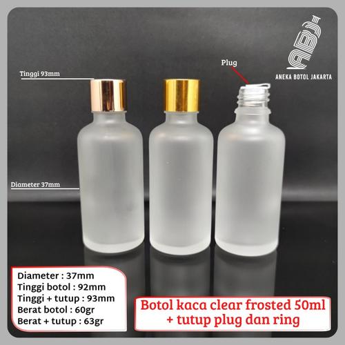 Jual Botol kaca serum clear frosted 50ml plug ring - Rose pink ...