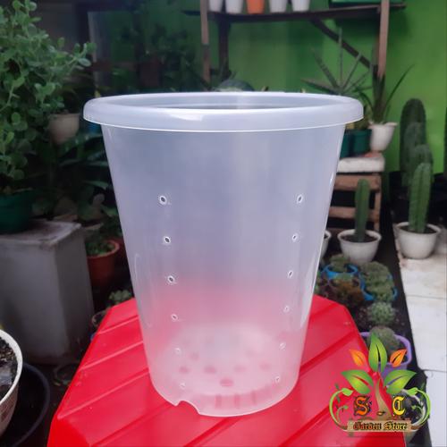 Jual POT BUNGA NKT TOWER 21 BERLUBANG BENING TRANSPARAN | POT TANAMAN ...