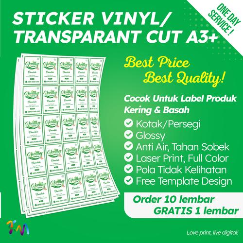 Jual Sticker Waterproof (Anti Air) A3+ FREE CUT | Cetak Stiker Label ...