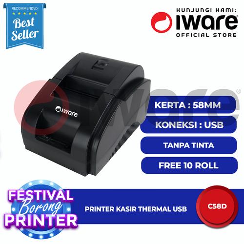 Jual PRINTER KASIR THERMAL 58MM IWARE C58D/C-58D/C 58D USB free 10 Roll ...