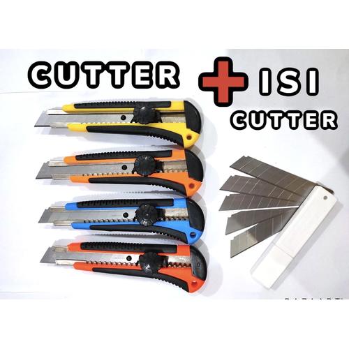 Jual PISAU CUTTER PREMIUM BESAR 1 pcs + ISI CUTTER 5 pcs PAKET MURAH ...